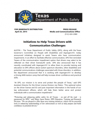 Texas Driving with Disability - Aspergers101